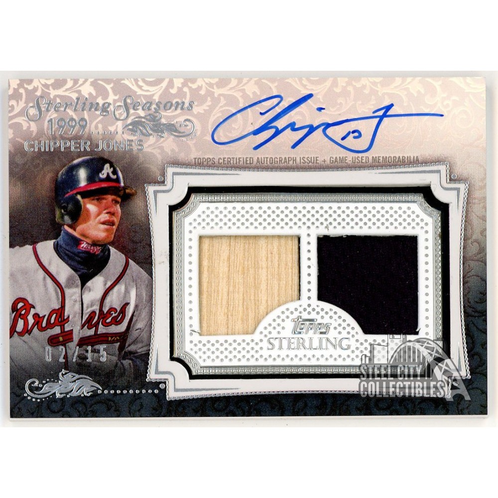 Chipper Jones 2020 Topps Sterling Seasons Dual Relic Auto Card #SSAR-CJ ...