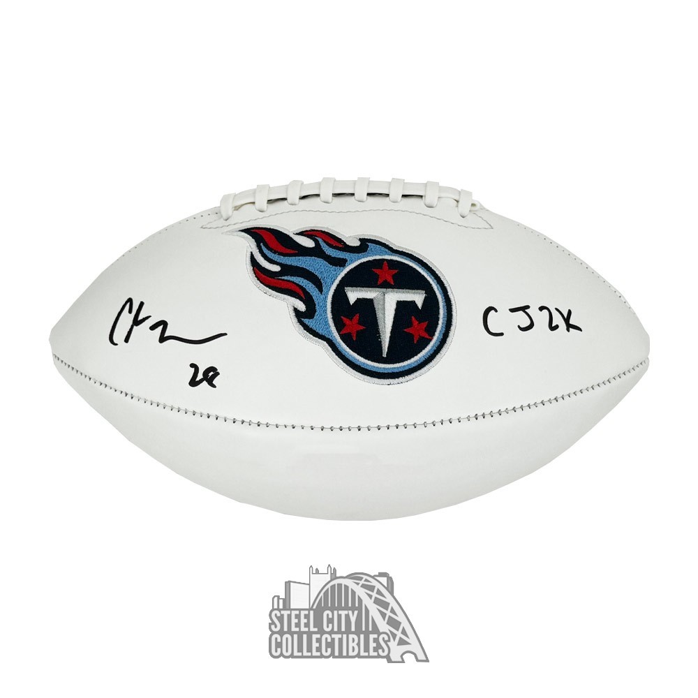 Chris Johnson CJ2k Autographed White Panel Logo Football - BAS | Steel ...