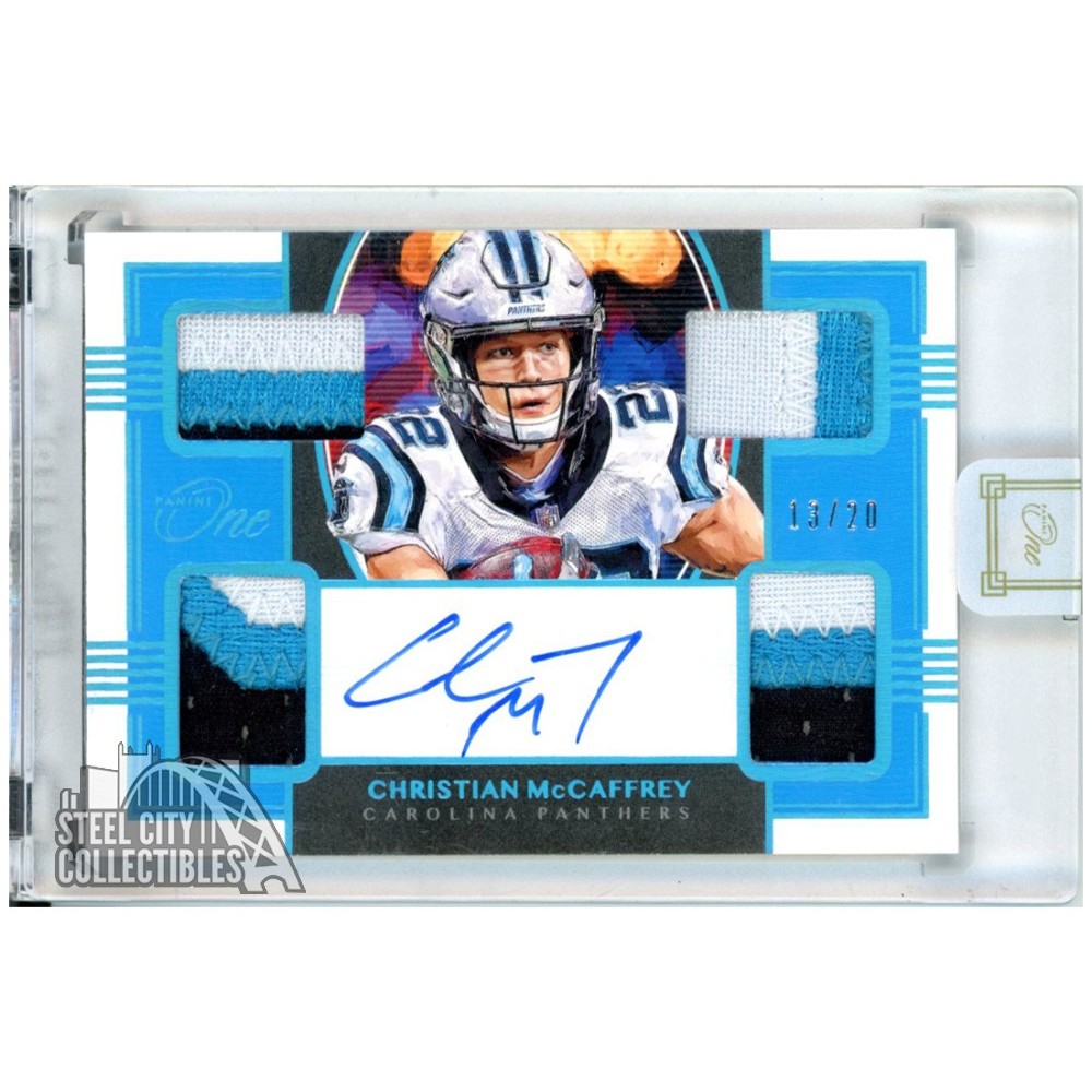 Christian McCaffrey 2019 Panini One Autograph Quad Patch Card #86 13/20 ...