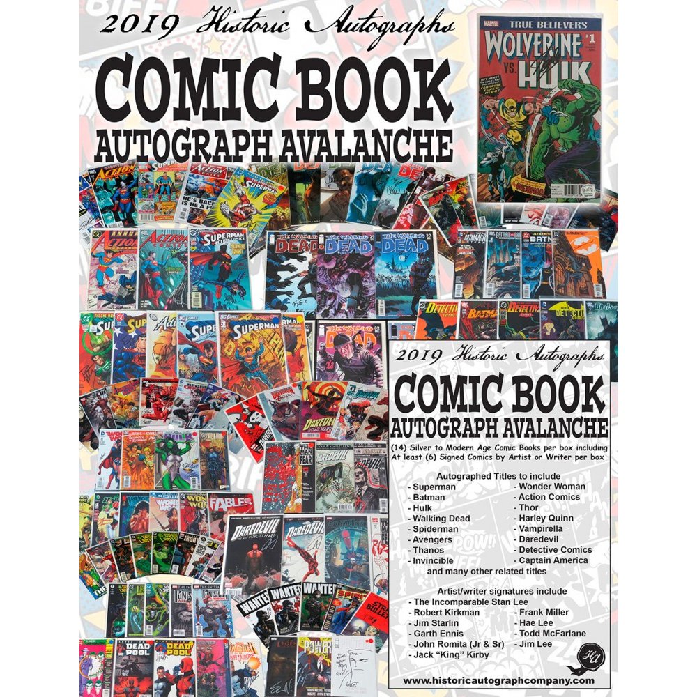 2019 Historic Autographs Comic Book Autograph Avalanche Hobby Box ...