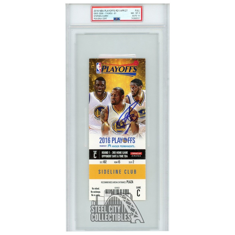 Stephen Curry Autographed 2016 NBA Playoffs Round 1 Game 5 Ticket PSA 8 ...