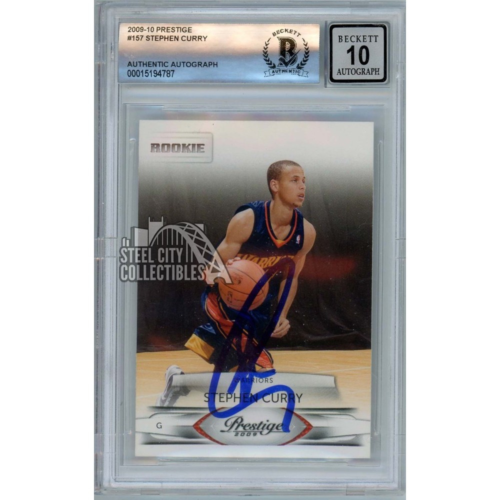Stephen Curry 2009-10 Panini Prestige Autograph Rookie Card #157 BAS 10 ...