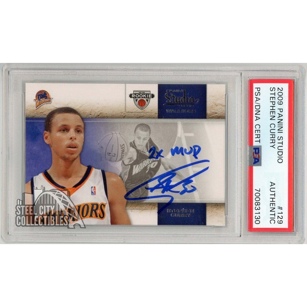 Stephen Curry 2009-10 Panini Studio Autograph "2x MVP" Rookie Card #129 ...