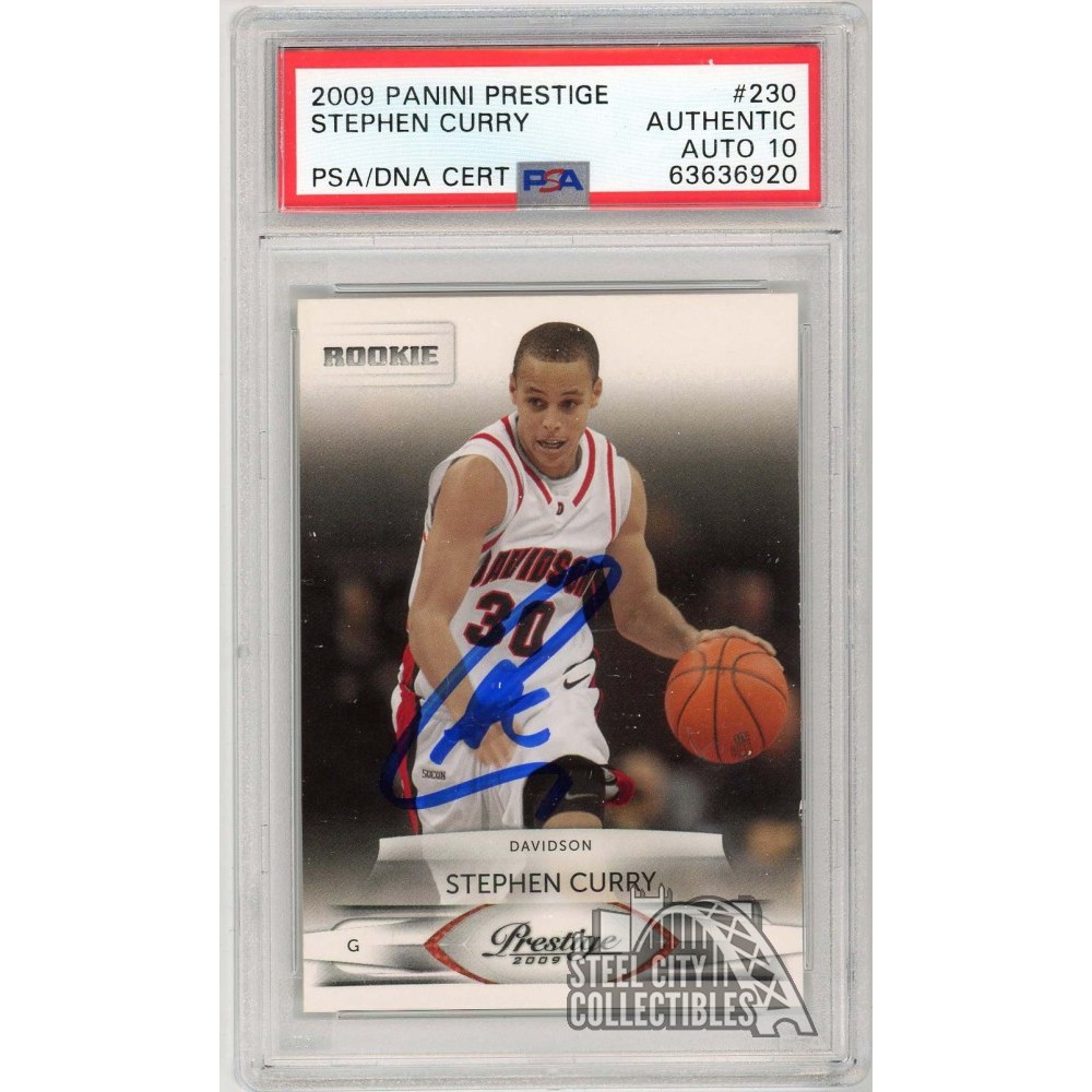Stephen Curry 2009-10 Panini Prestige Autograph Rookie Card #230 PSA ...