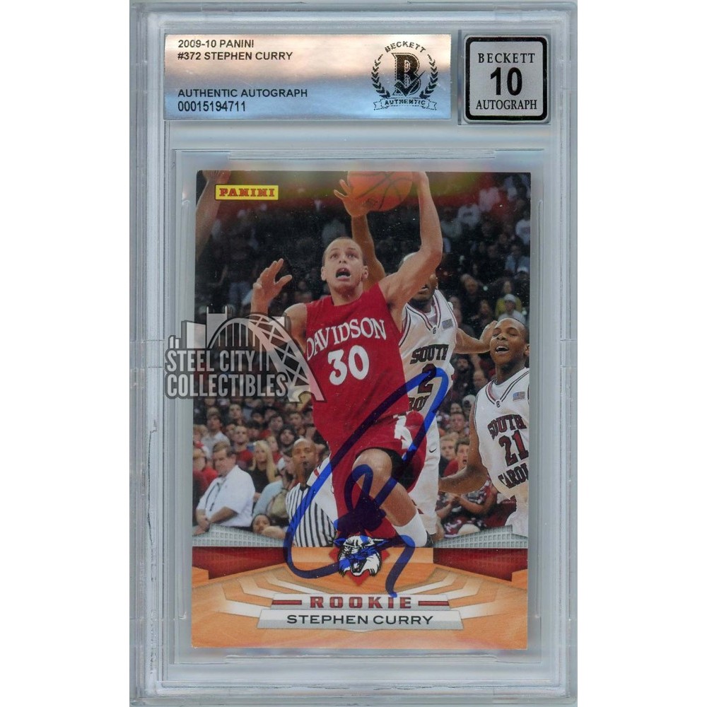 Stephen Curry 2009-10 Panini Autograph Rookie Card #372 BAS 10 | Steel ...