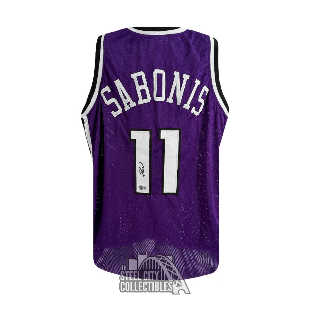 Damontas Sabonis Autographed Sacramento Custom Purple Basketball Jersey ...