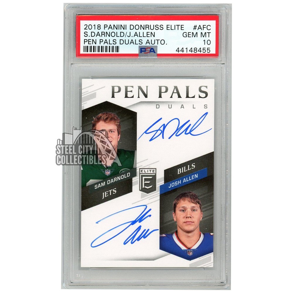 Sam Darnold Josh Allen 2018 Donruss Elite Pen Pals Duals Rookie Auto ...