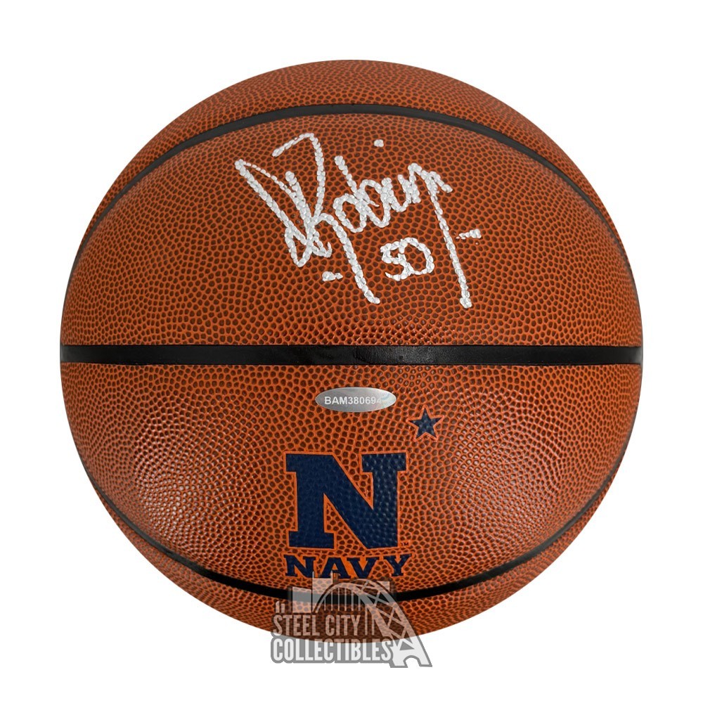 David Robinson Autographed Baden Brown Navy Midshipmen Basketball - UDA ...
