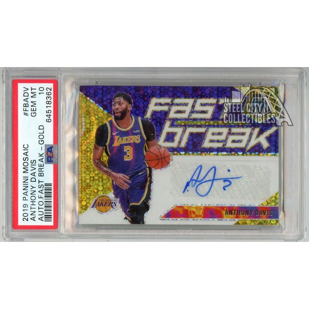 Anthony Davis 2019-20 Panini Mosaic Fast Break Gold Autograph Card #FB ...