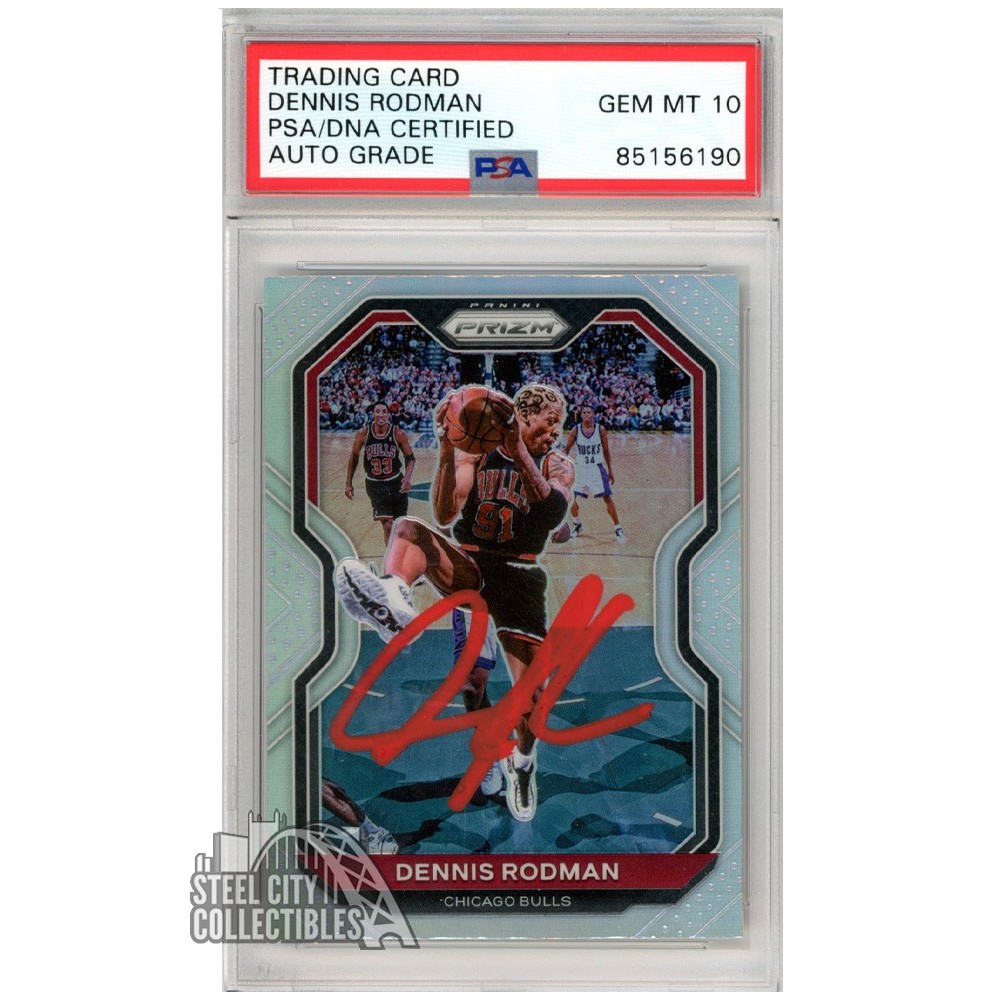 Dennis Rodman 2020-21 Panini Prizm Silver Autograph Card #166 PSA/DNA ...