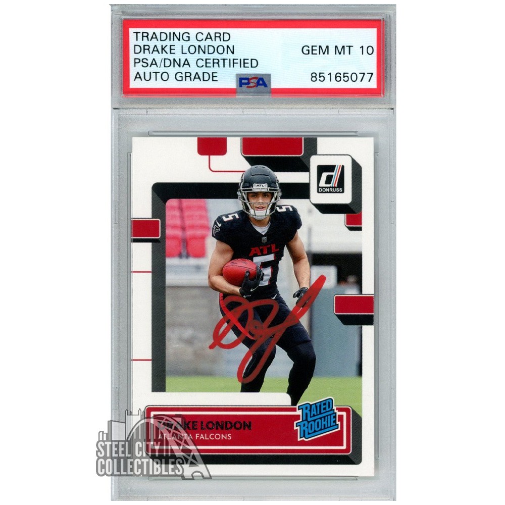Drake London 2022 Panini Donruss Autograph Rookie Card #307 PSA/DNA 10 ...