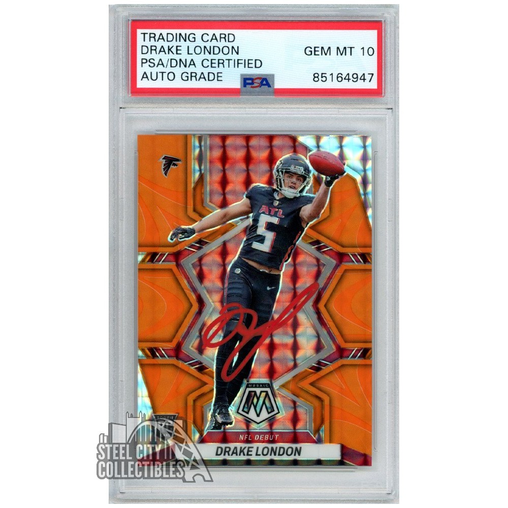 Drake London 2022 Panini Mosaic Debut Orange Autograph Rookie Card #275 ...