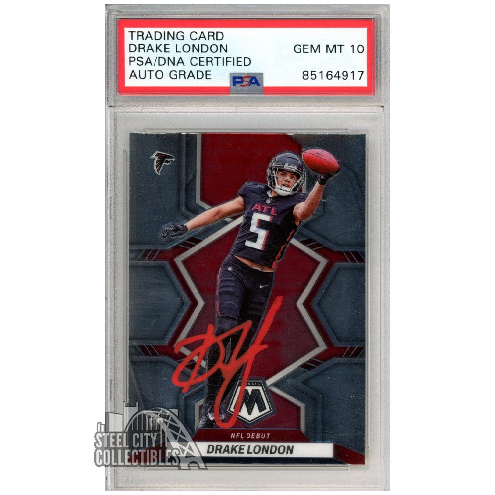Drake London 2022 Panini Mosaic Debut Autograph Rookie Card #275 PSA ...