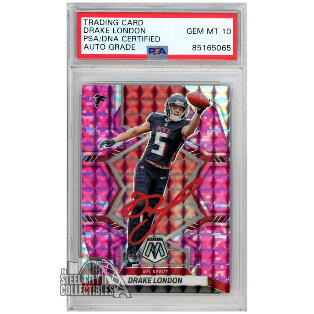 Drake London 2022 Panini Mosaic Debut Pink Camo Autograph Rookie Card ...