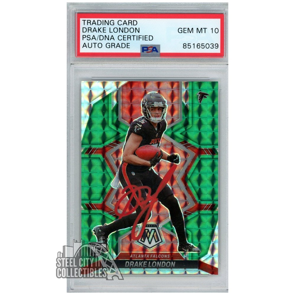 Drake London 2022 Panini Mosaic Green Autograph Rookie Card #312 PSA ...