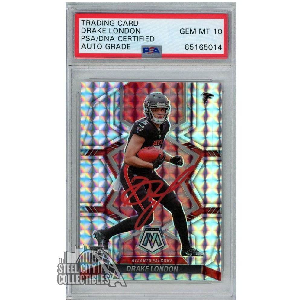 Drake London 2022 Panini Mosaic Silver Mosaic Autograph Rookie Card ...