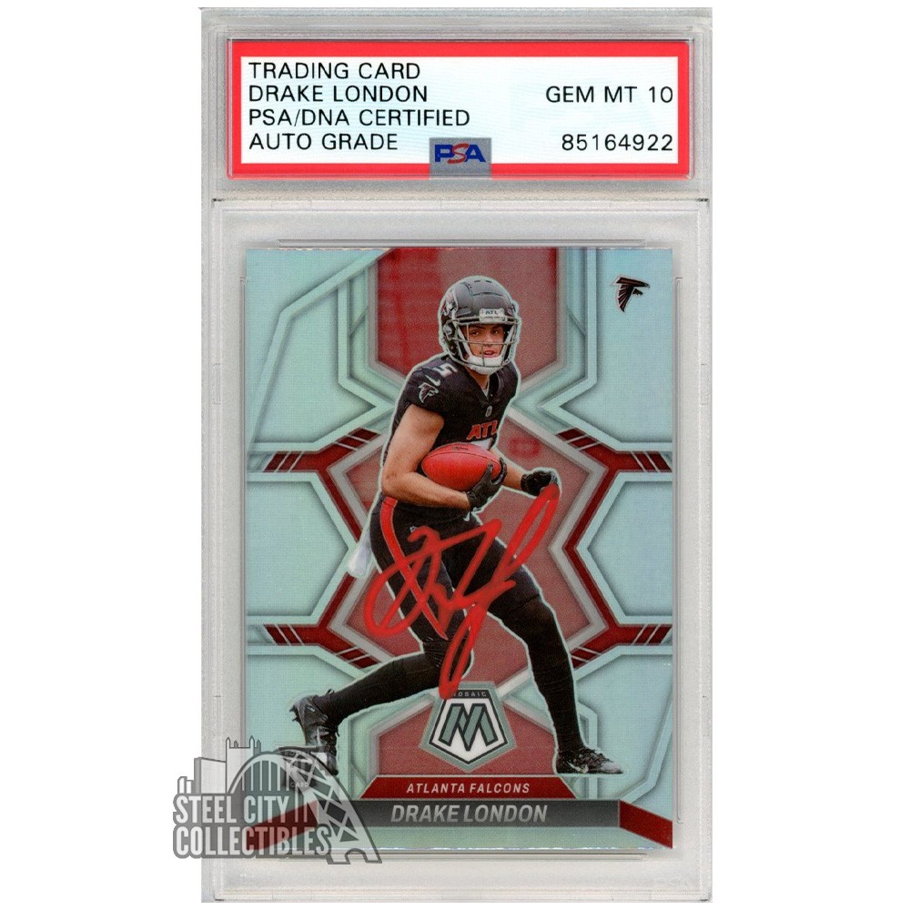 Drake London 2022 Panini Mosaic Silver Autograph Rookie Card #312 PSA ...