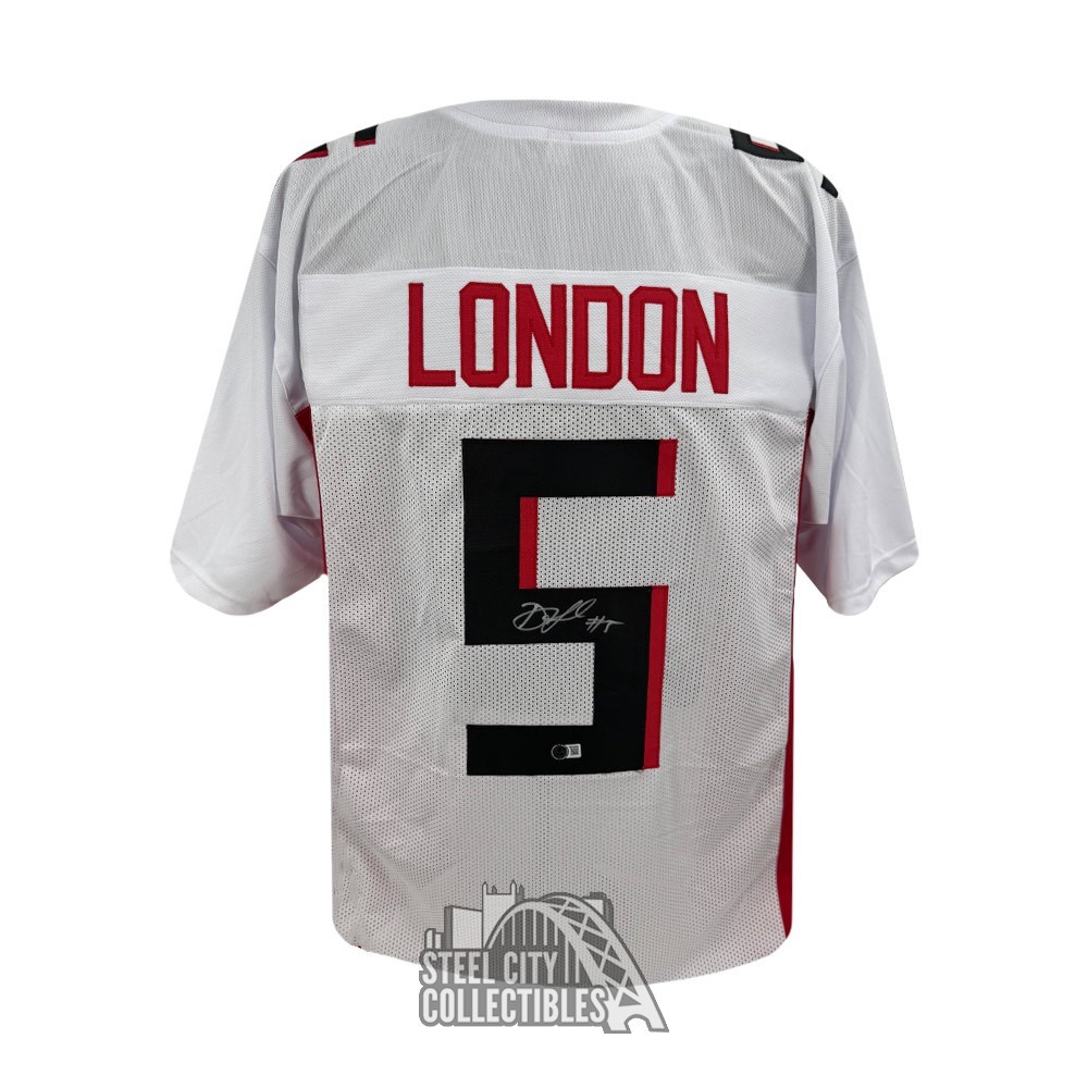 Drake London Autographed Atlanta Custom White Football Jersey- BAS ...