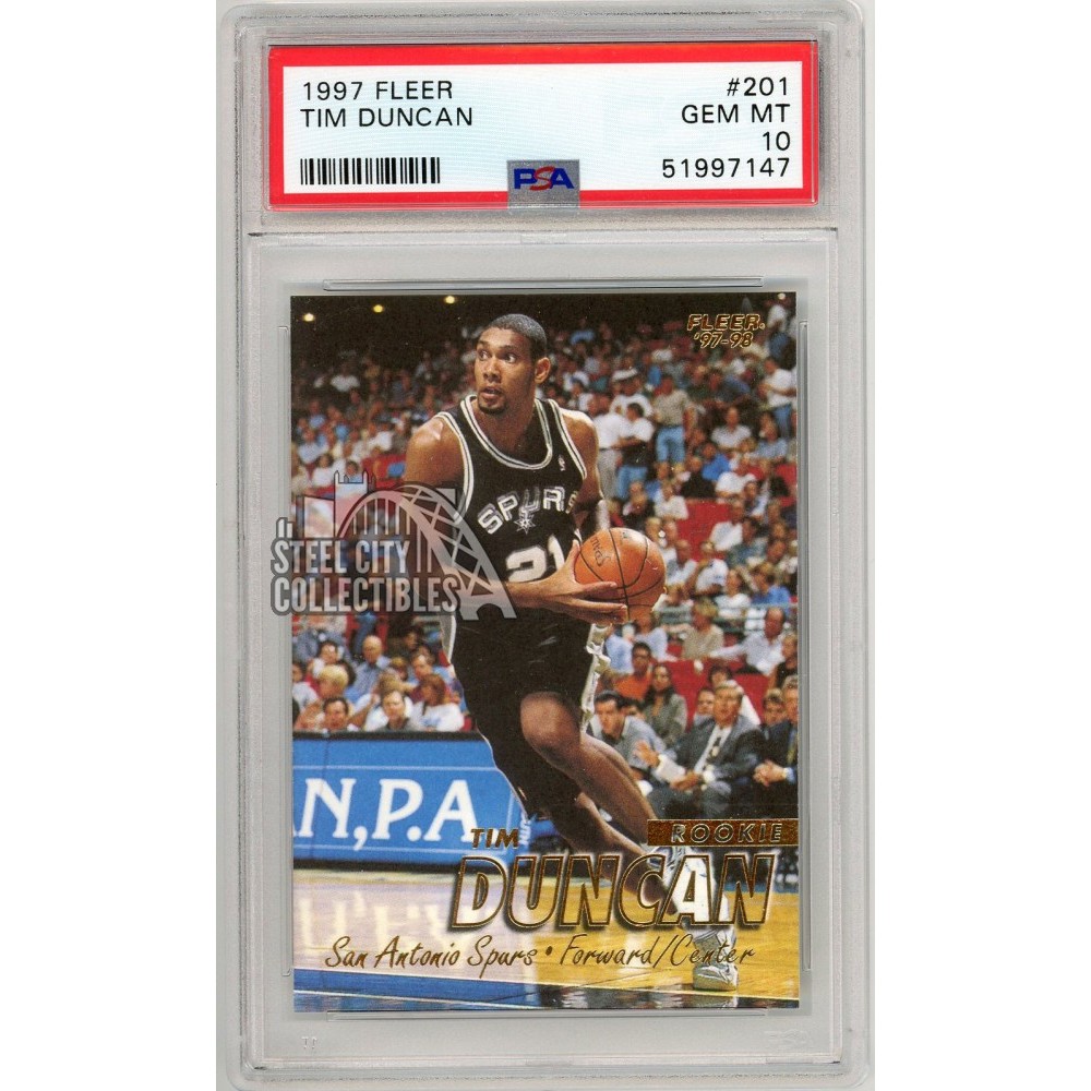 Tim Duncan 1997-98 Fleer Basketball Rookie Card #201 PSA 10 | Steel ...
