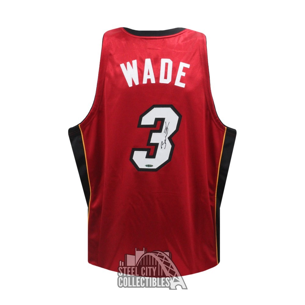 Dwayne Wade Autographed Miami Red Adidas Basketball Jersey - UDA ...