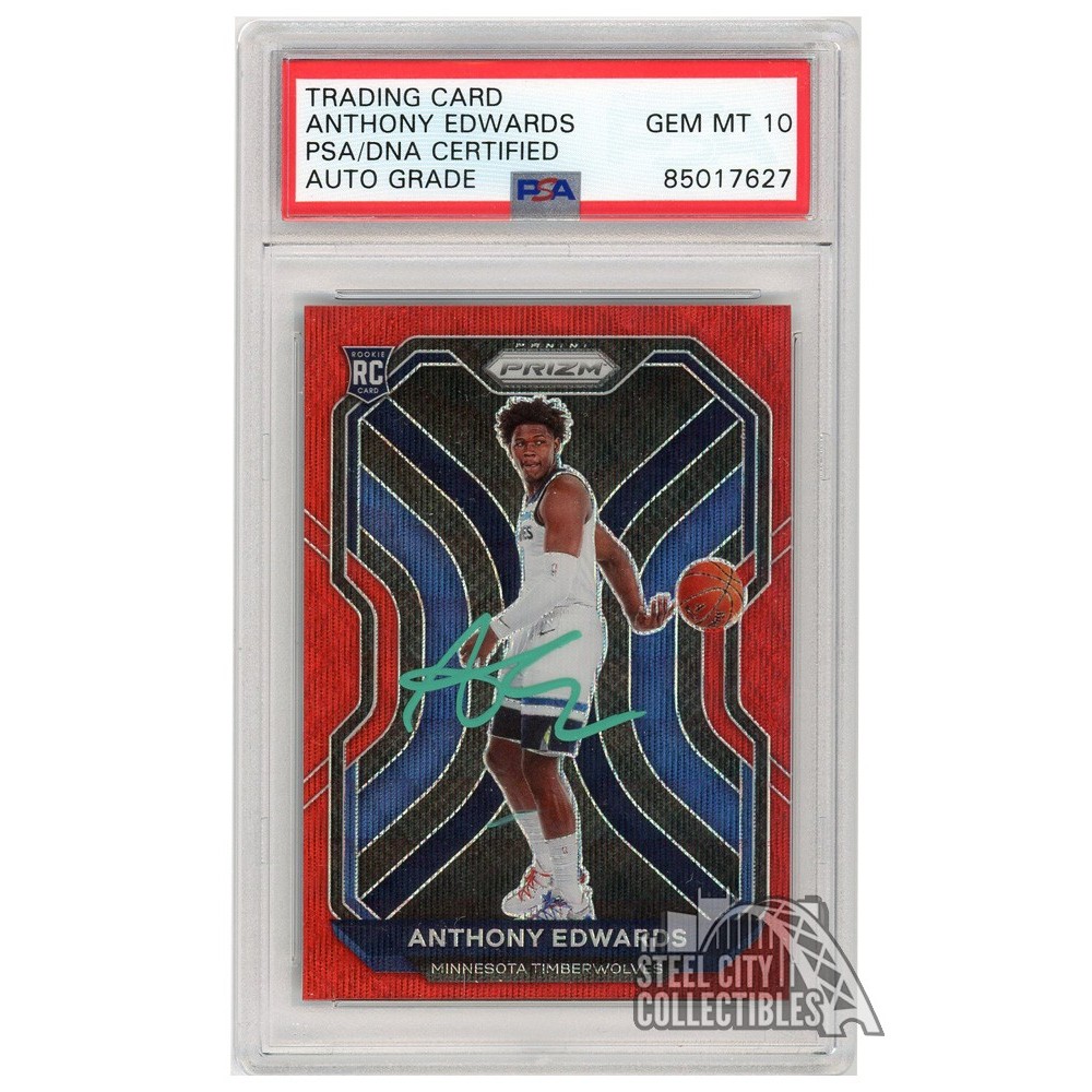 Anthony Edwards 2020-21 Panini Prizm Ruby Wave Autograph Rookie Card ...