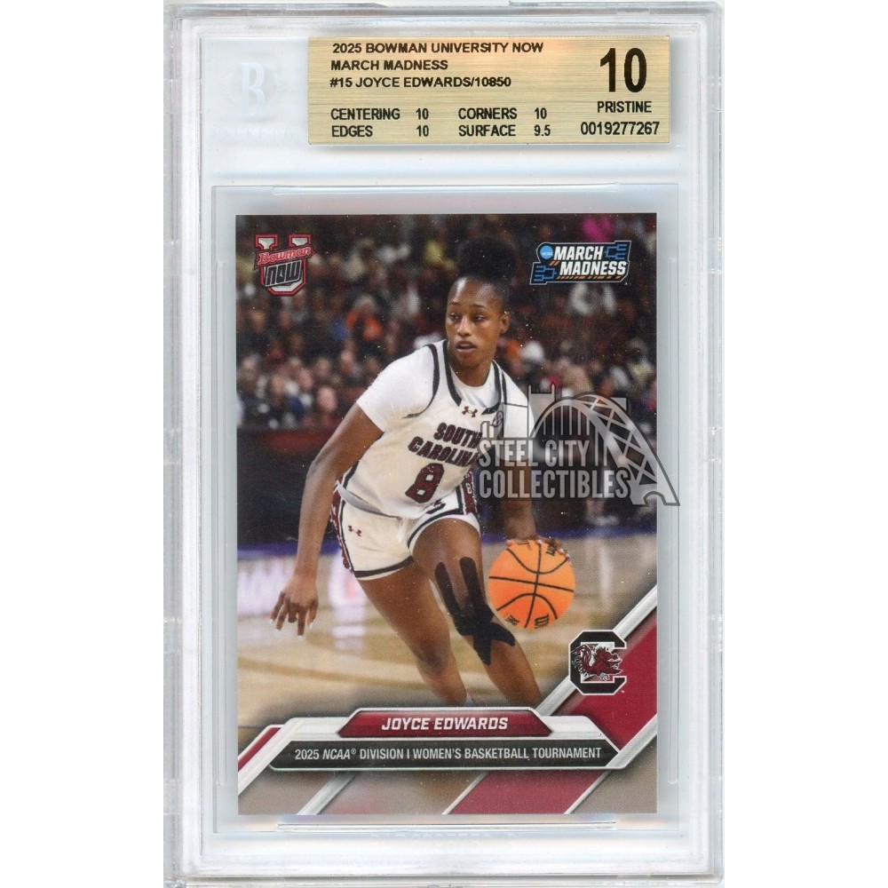 Joyce Edwards 2025 Bowman U Now March Madness Card #15 BGS 10 | Steel ...