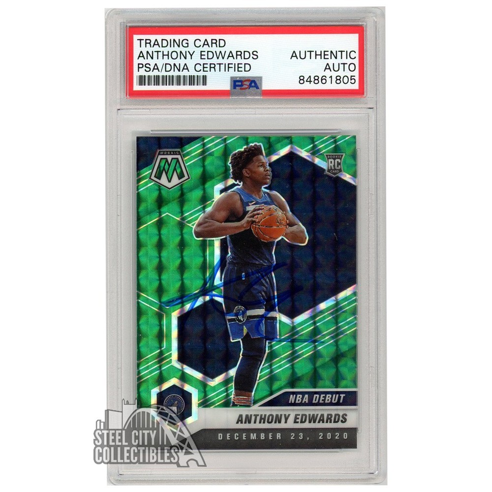 Anthony Edwards 2020-21 Panini Mosaic NBA Debut Green Autograph Rookie Card #261 PSA/DNA | Steel ...