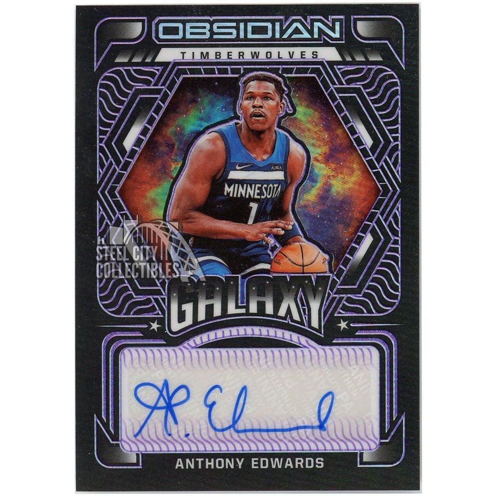 Anthony Edwards 2021-22 Panini Obsidian Galaxy Purple Autograph Card # ...