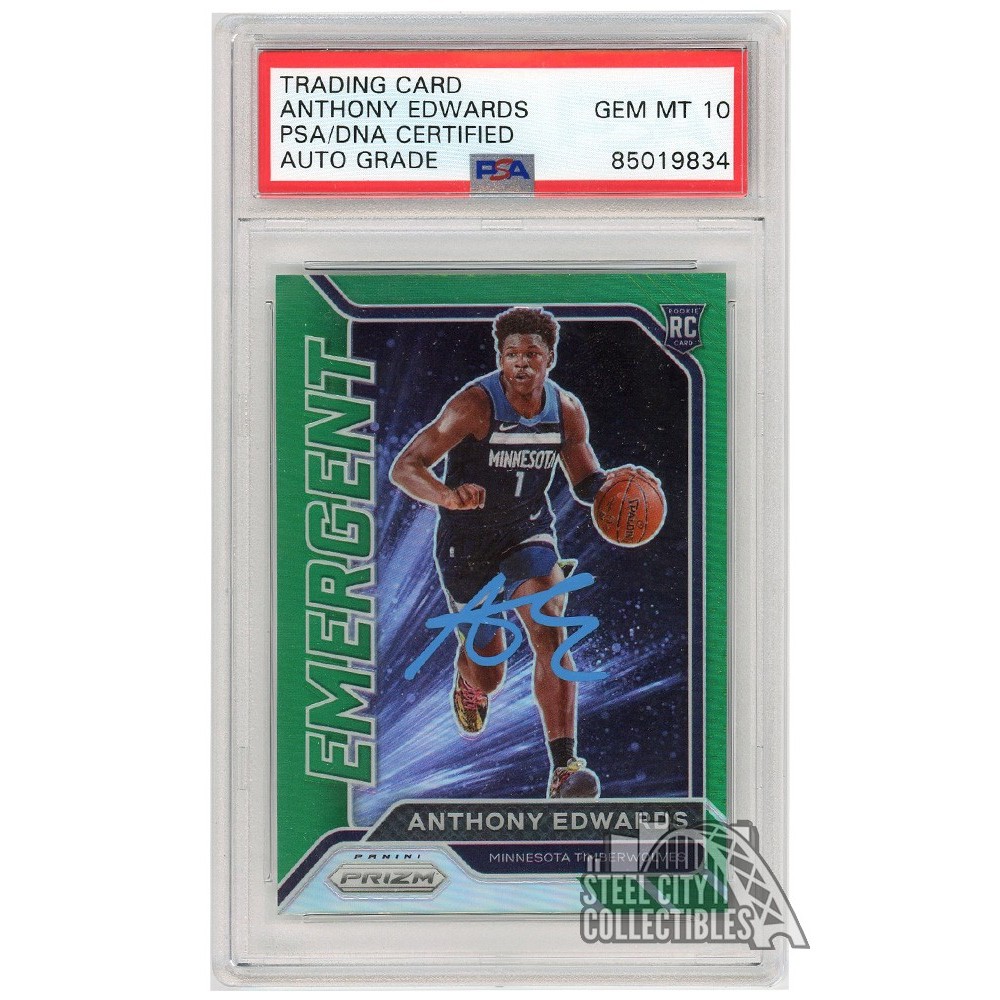 Anthony Edwards 2020-21 Panini Prizm Emergent Green Autograph Rookie ...