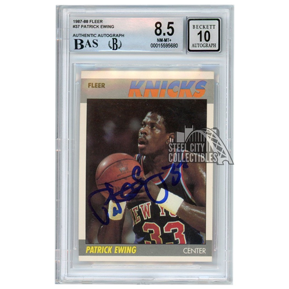 Patrick Ewing 1987-88 Fleer Autograph Card #37 BGS 8.5 BAS 10 | Steel ...