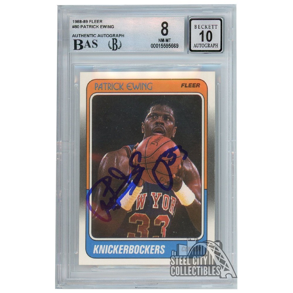 Patrick Ewing 1988-89 Fleer Autograph Card #8 BGS 8 BAS 10 | Steel City ...
