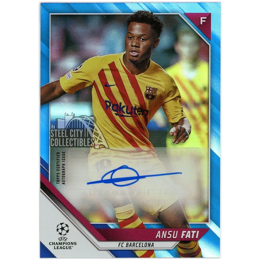 Ansu Fati 2021-22 Topps UEFA Champions League Blue Autograph Card #BA ...