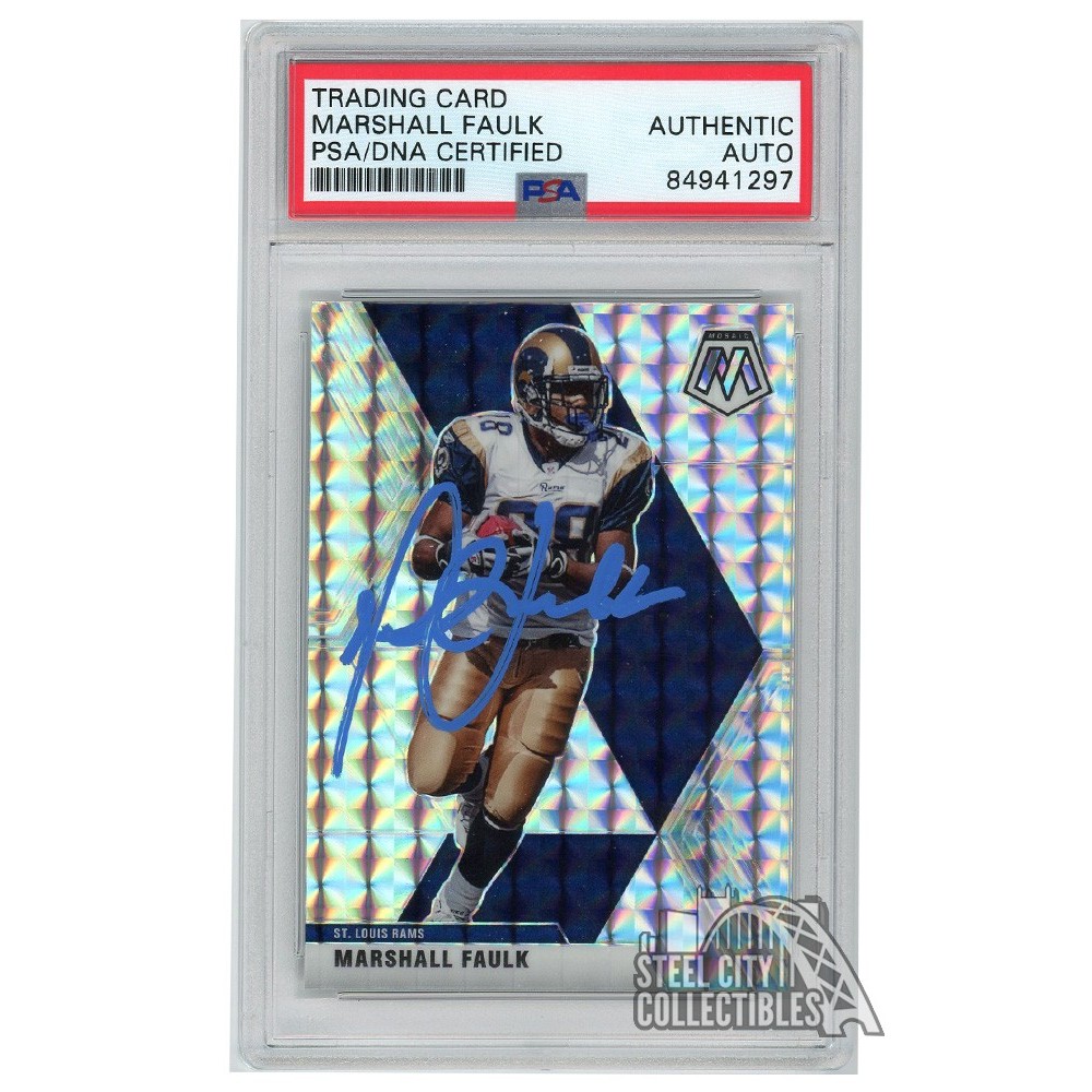 Marshall Faulk 2020 Panini Mosaic Mosaic Silver Autograph Card #121 PSA ...