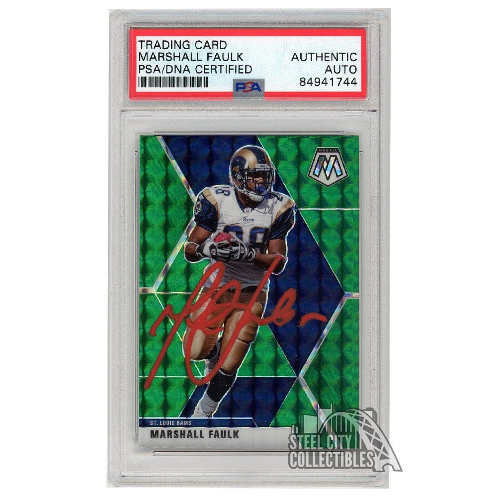 Marshall Faulk 2020 Panini Mosaic Green Autograph Card #121 PSA/DNA ...