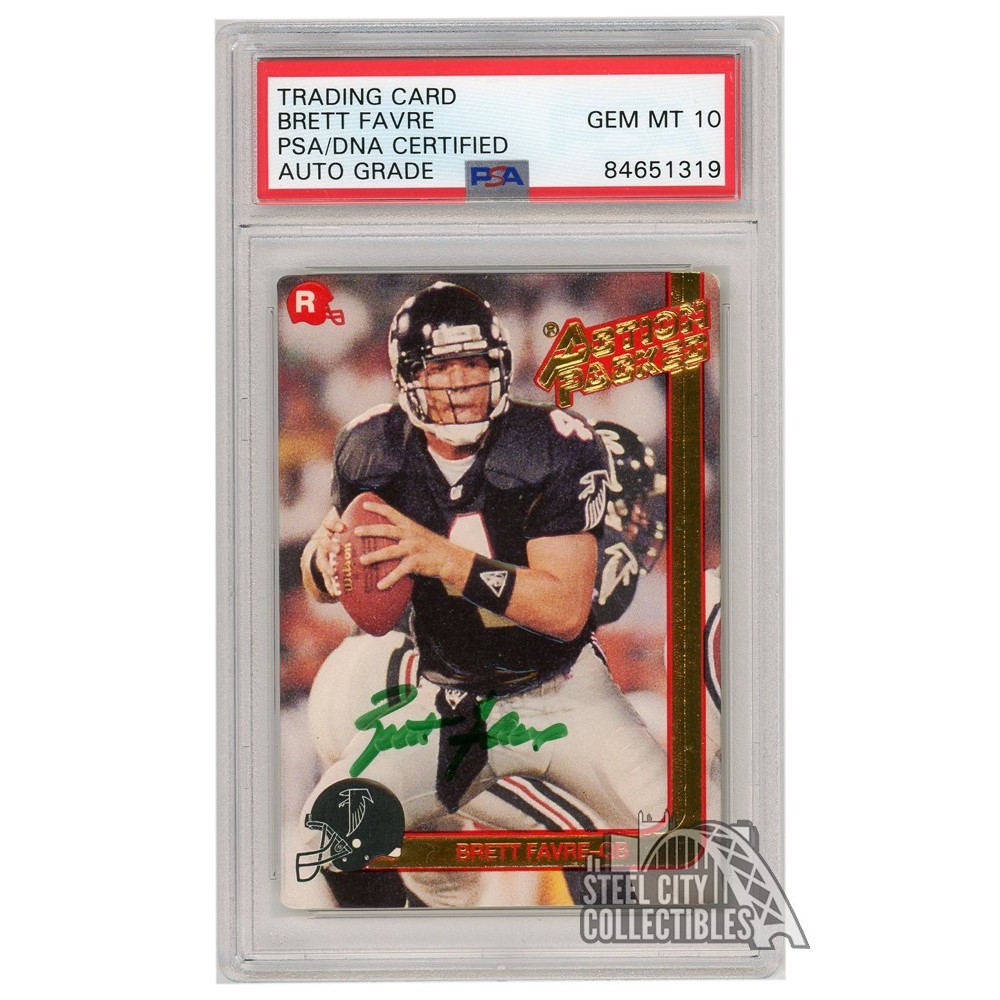 Brett Favre 1991 Action Packed Rookie Update RC Autograph Card #21 PSA ...