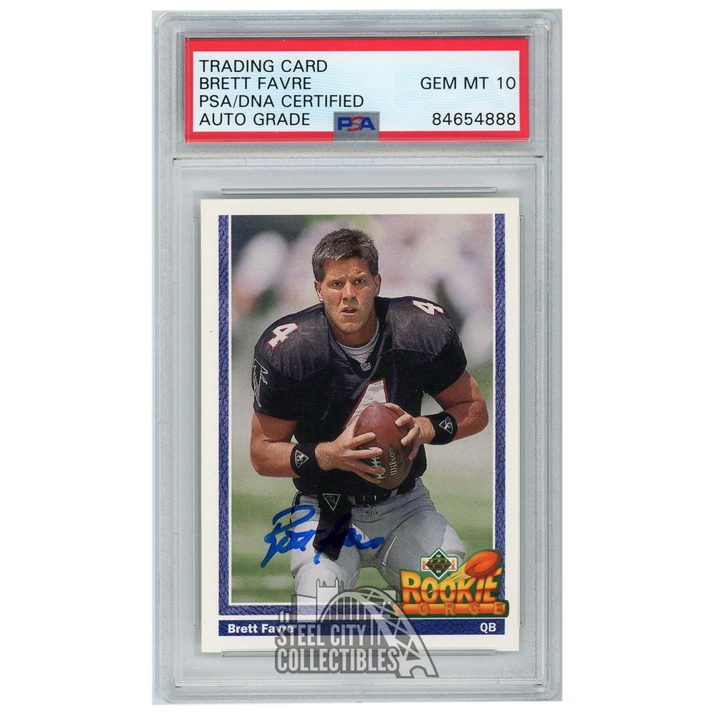 Brett Favre 1991 Upper Deck Rookie Force RC Autograph Card #647 PSA/DNA ...