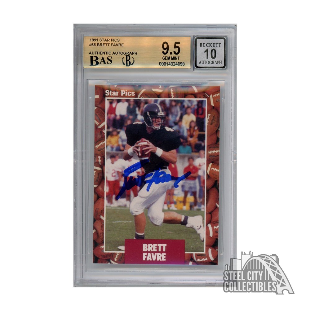Brett Favre 1991 Star Pics Autograph Rookie Card #65 BGS 9.5 BAS 10 ...