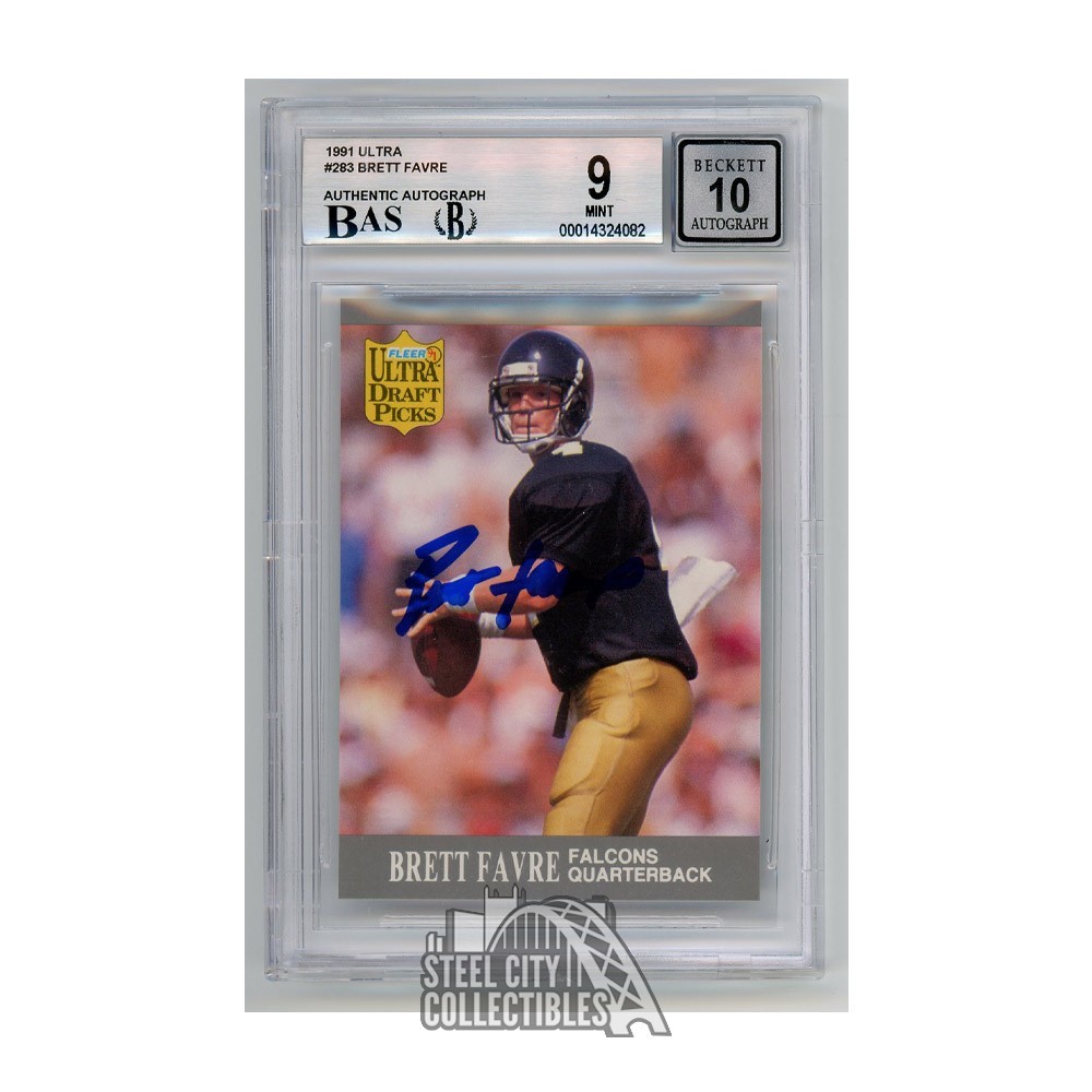Brett Favre 1991 Fleer Ultra Autograph Rookie Card #283 BGS 9 BAS 10 ...