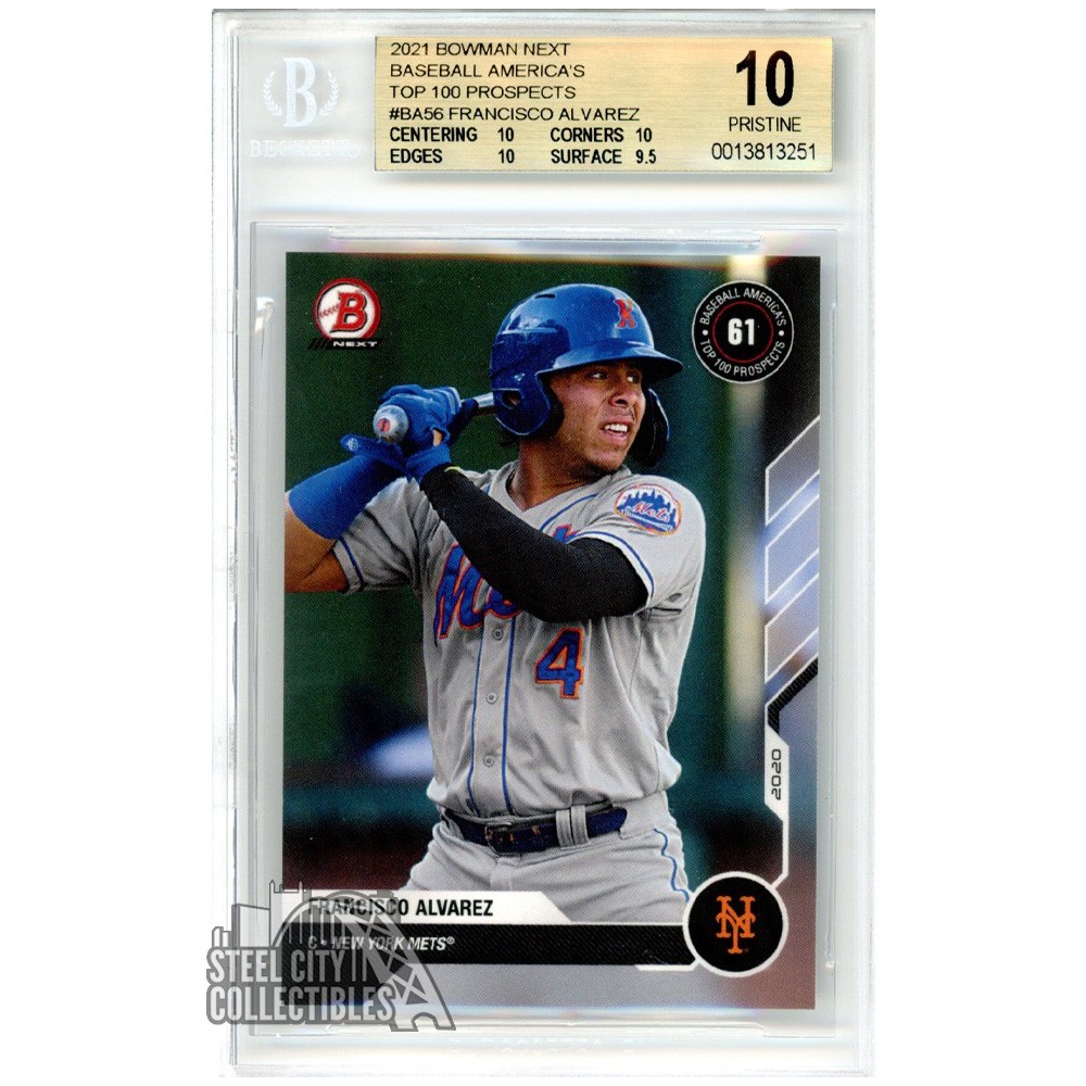 Francisco Alvarez 2021 Bowman Next Top 100 Prospects Card #BA56 BGS 10 ...