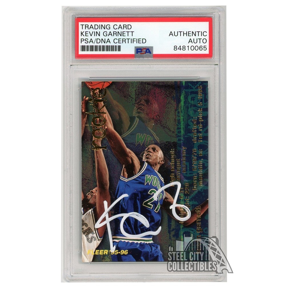 Kevin Garnett 1995-96 Fleer Autograph Rookie Card #293 PSA/DNA (White ...