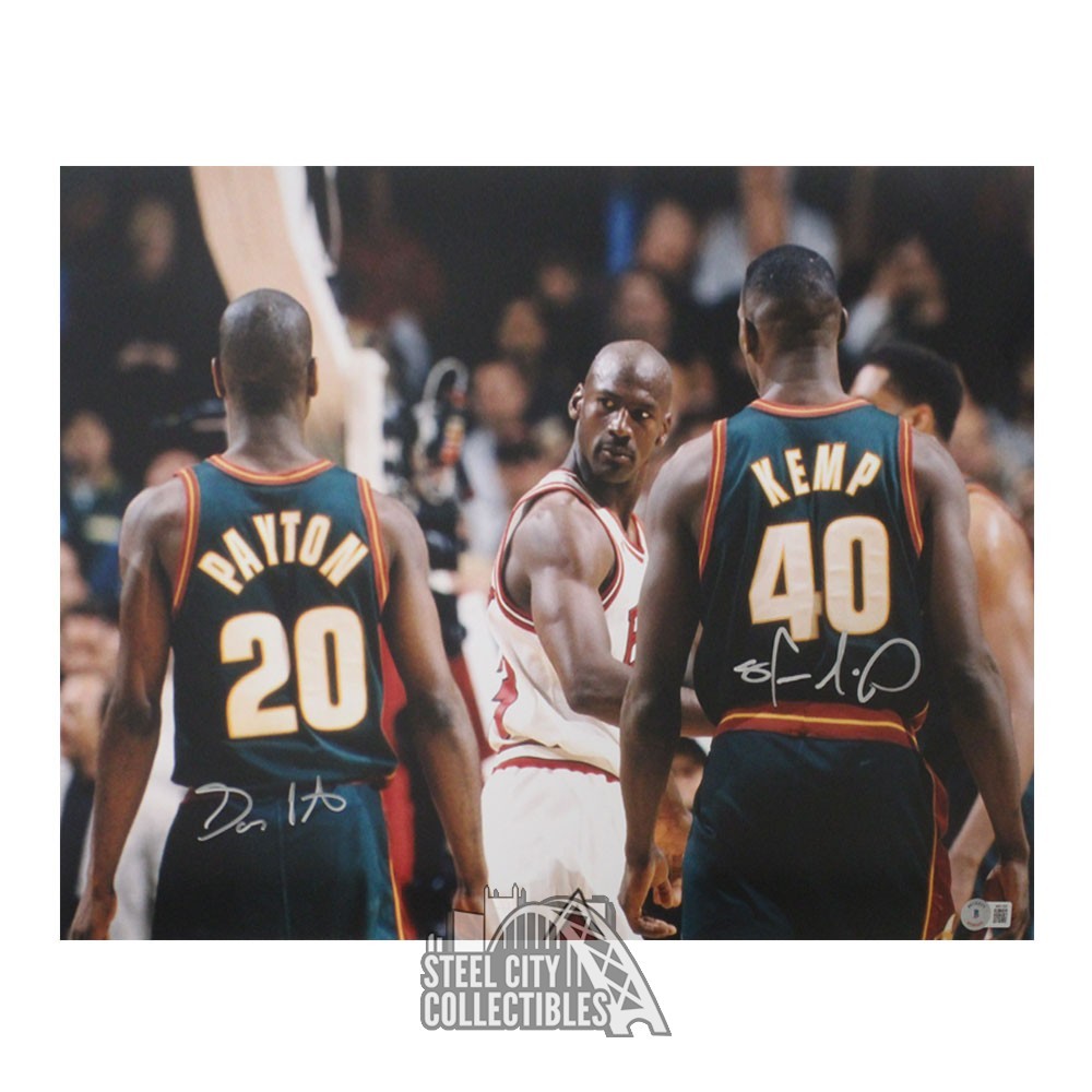 Shawn Kemp and Gary Payton Autographed Seattle 16x20 Basketball Photo ...