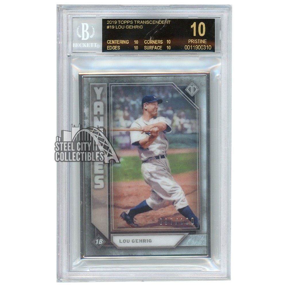 Lou Gehrig 2019 Topps Transcendent Card #19 097/100 BGS 10 Pristine Black Label | Steel City ...