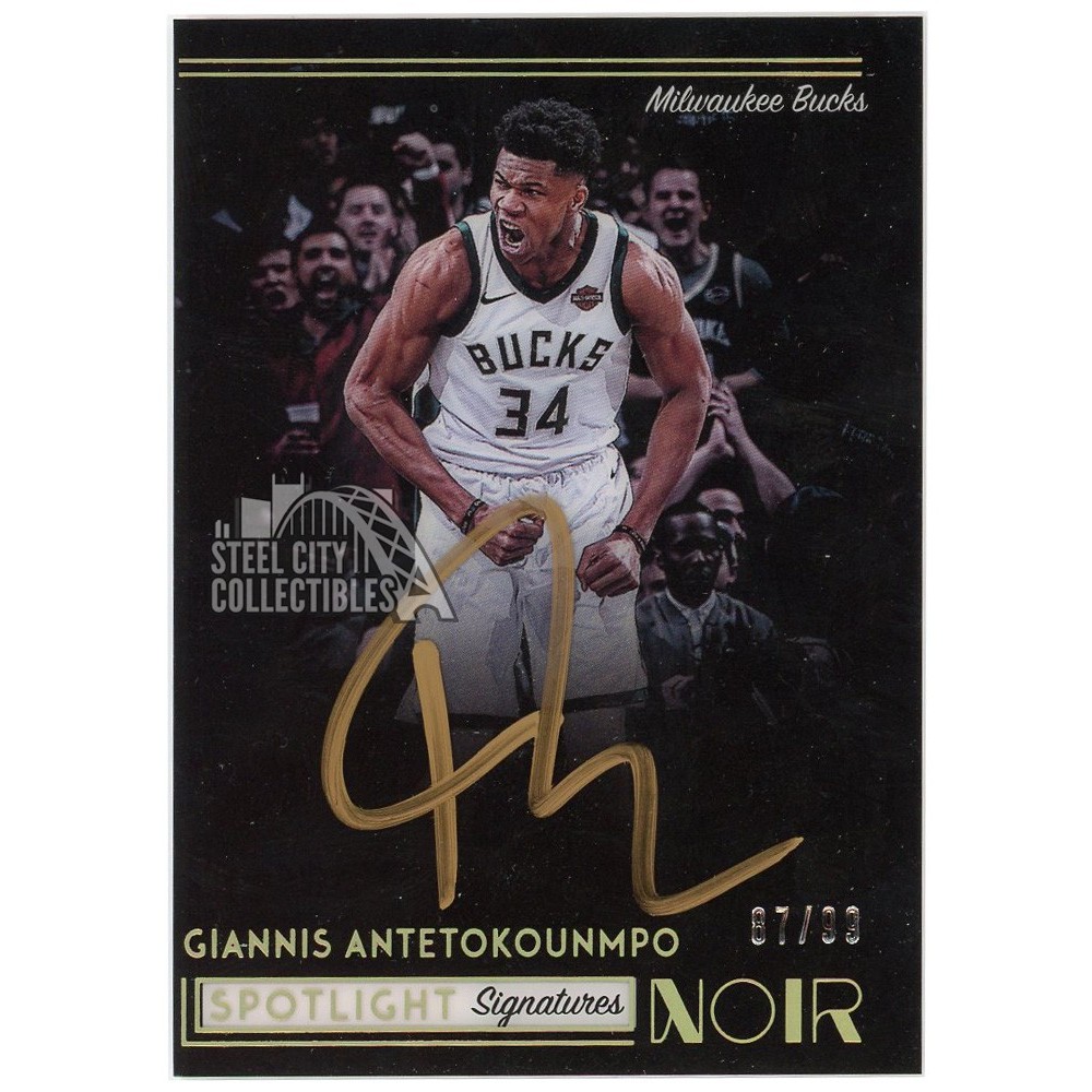 Giannis Antetokounmpo 2018-19 Panini Noir Spotlight Signatures ...