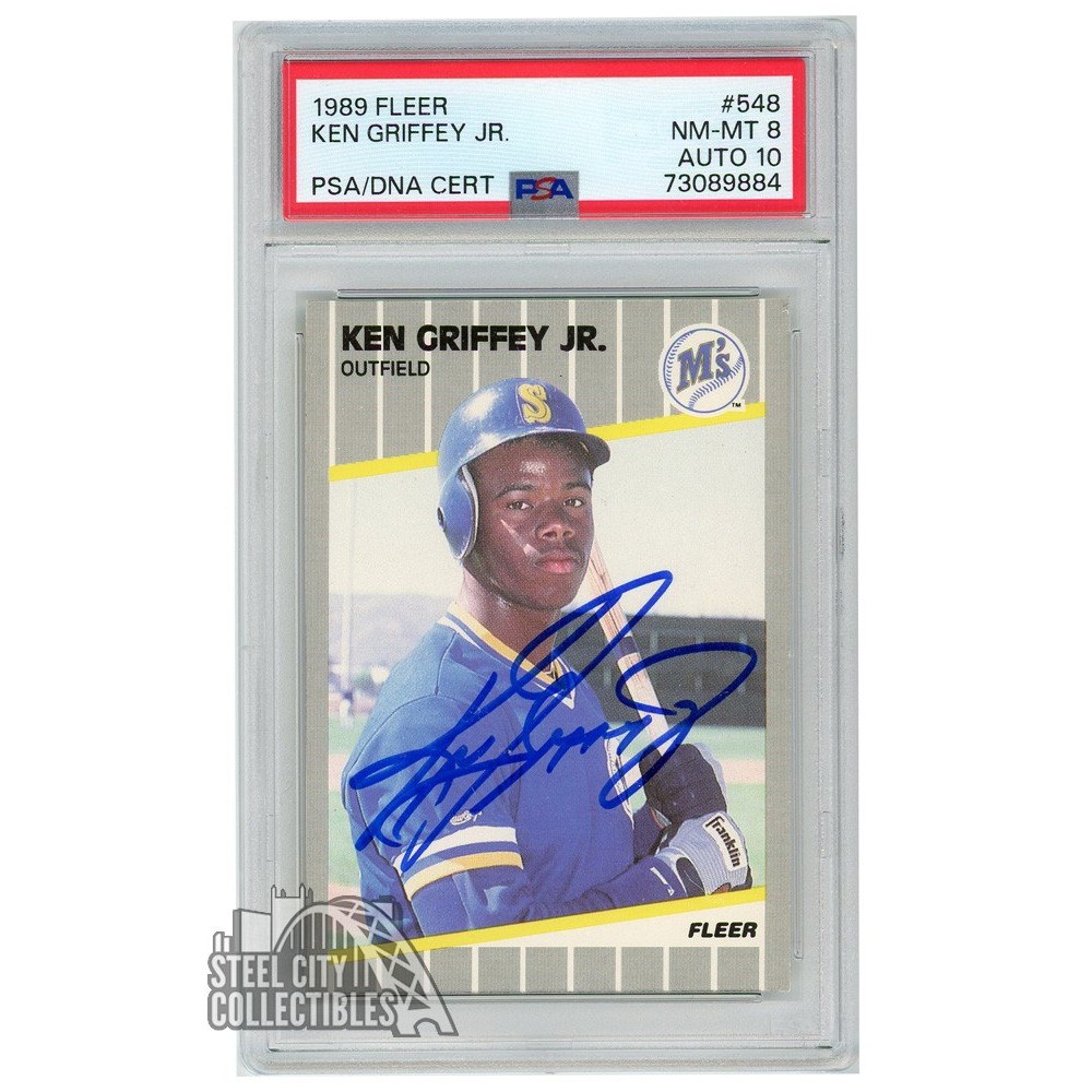 Ken Griffey Jr 1989 Fleer Autograph Rookie Card #548 PSA 8 PSA/DNA 10 ...
