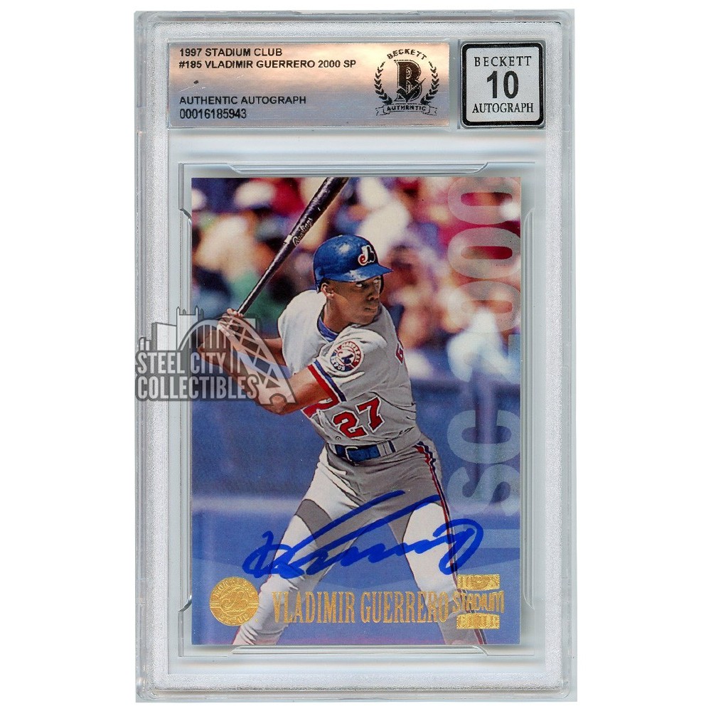 Vladimir Guerrero 1997 Topps Stadium Club 2000 SP Autograph Rookie Card #185 BAS 10 | Steel City ...