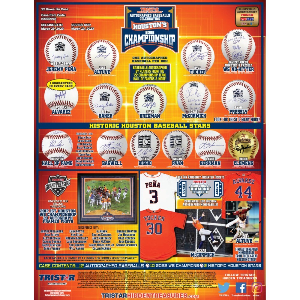 2022 Tristar Hidden Treasures Autographed Baseball Houston Championship ...