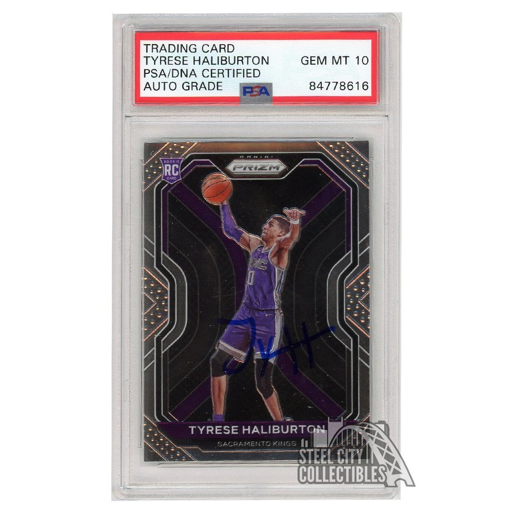 Tyrese Haliburton 2020-21 Panini Prizm Autograph Rookie Card #262 PSA ...