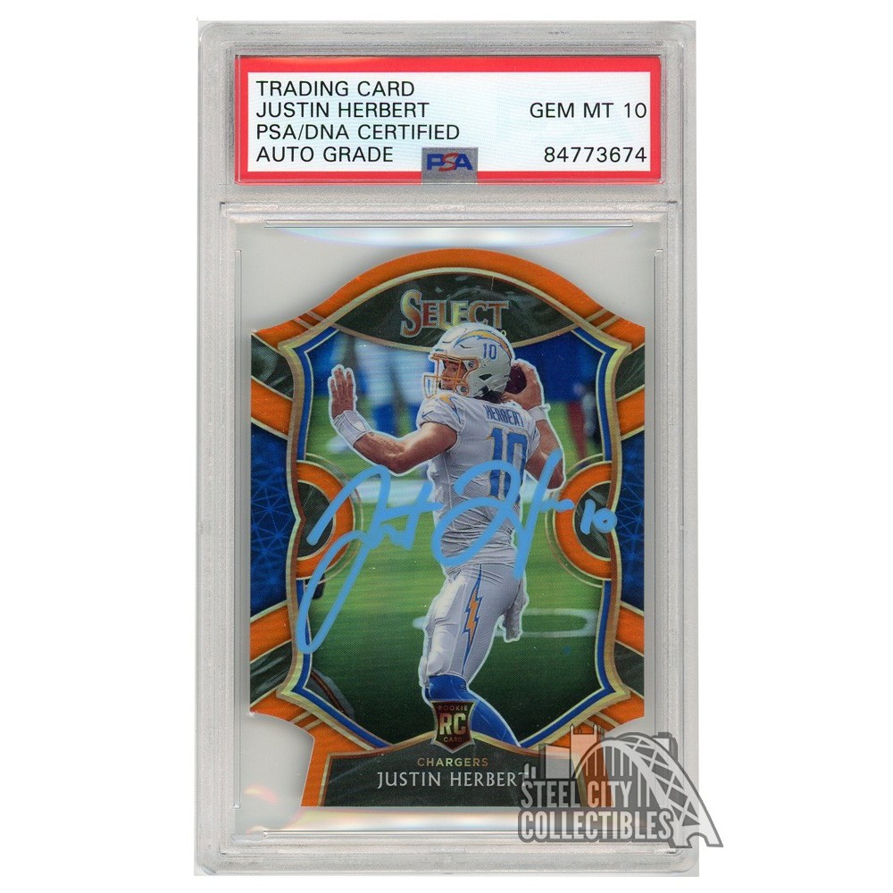 Justin Herbert 2020 Panini Select Concourse Orange Die-Cut Autograph RC ...