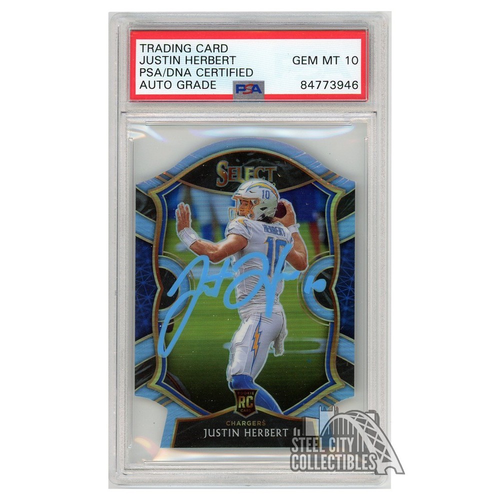 Justin Herbert 2020 Select Concourse Die Cut Light Blue Prizm Rookie ...