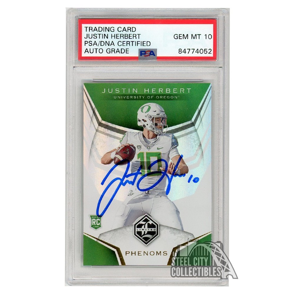 Justin Herbert 2020 Panini Chronicles Draft Limited Autograph RC Card ...